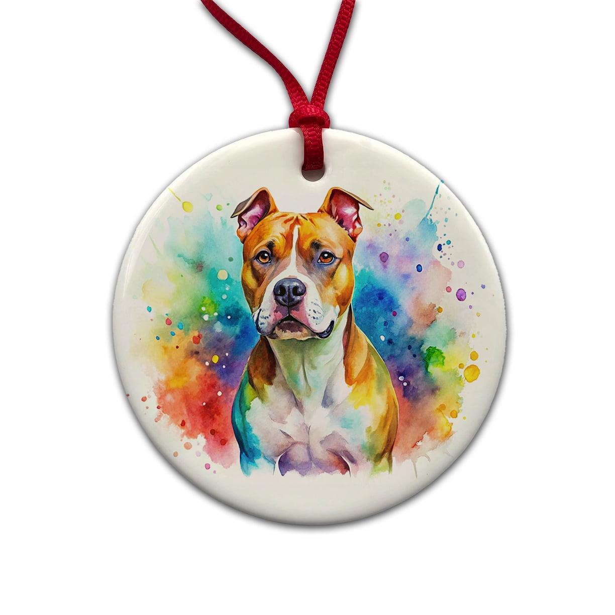 American Staffordshire Terrier Dog Watercolor Style Christmas Tree ...