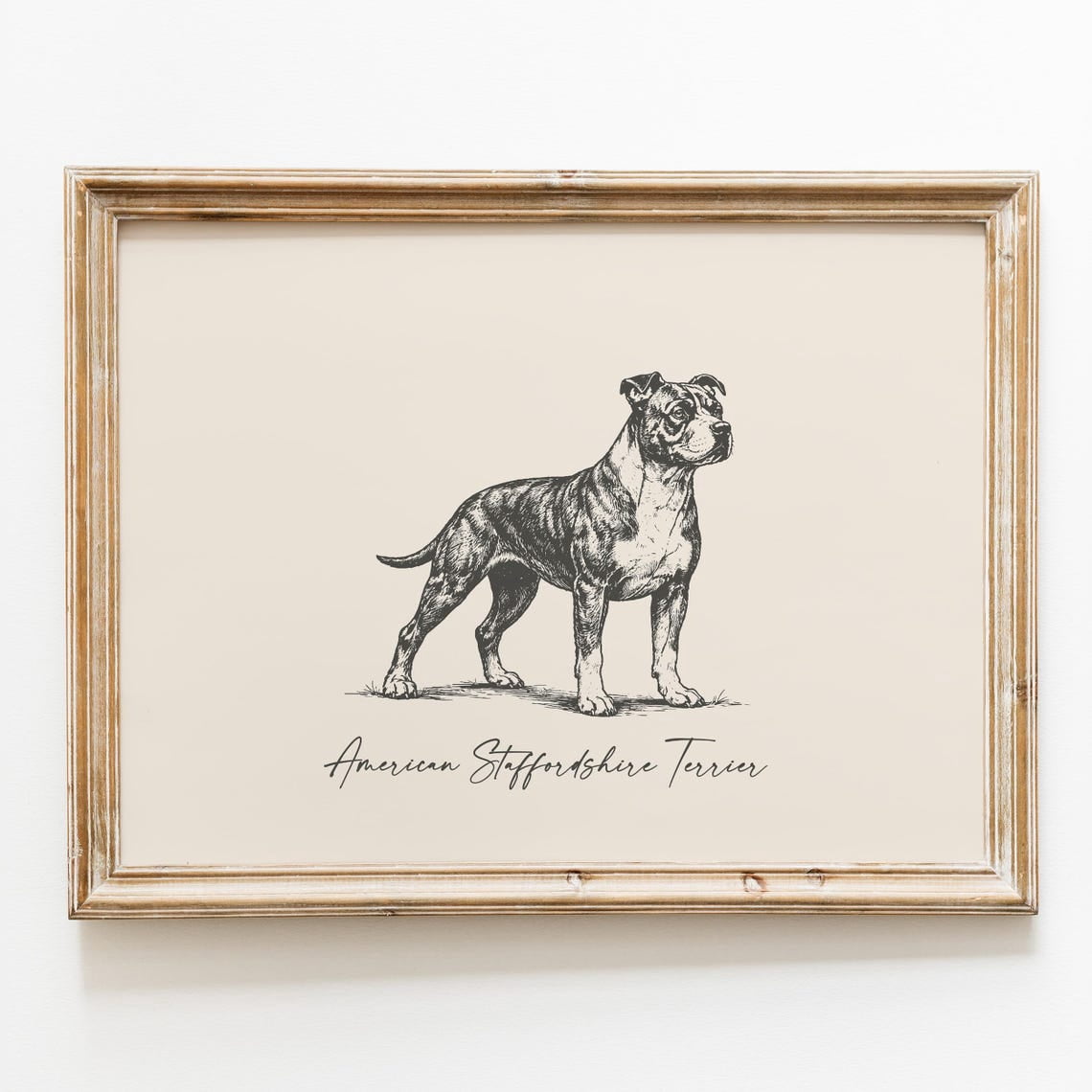 American Staffordshire Terrier Wall Art Print, Unframed Paper Poster ...