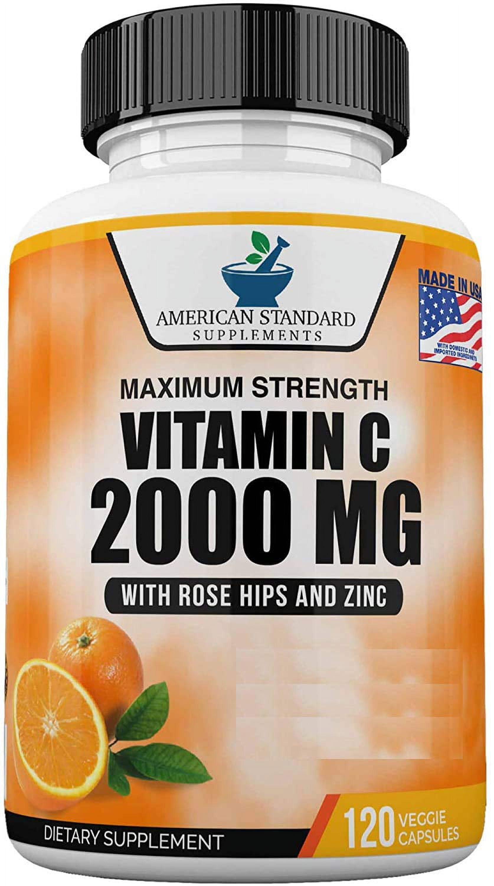 American Standard Supplements Vitamin C 2000mg, Zinc 40mg, and Rose ...