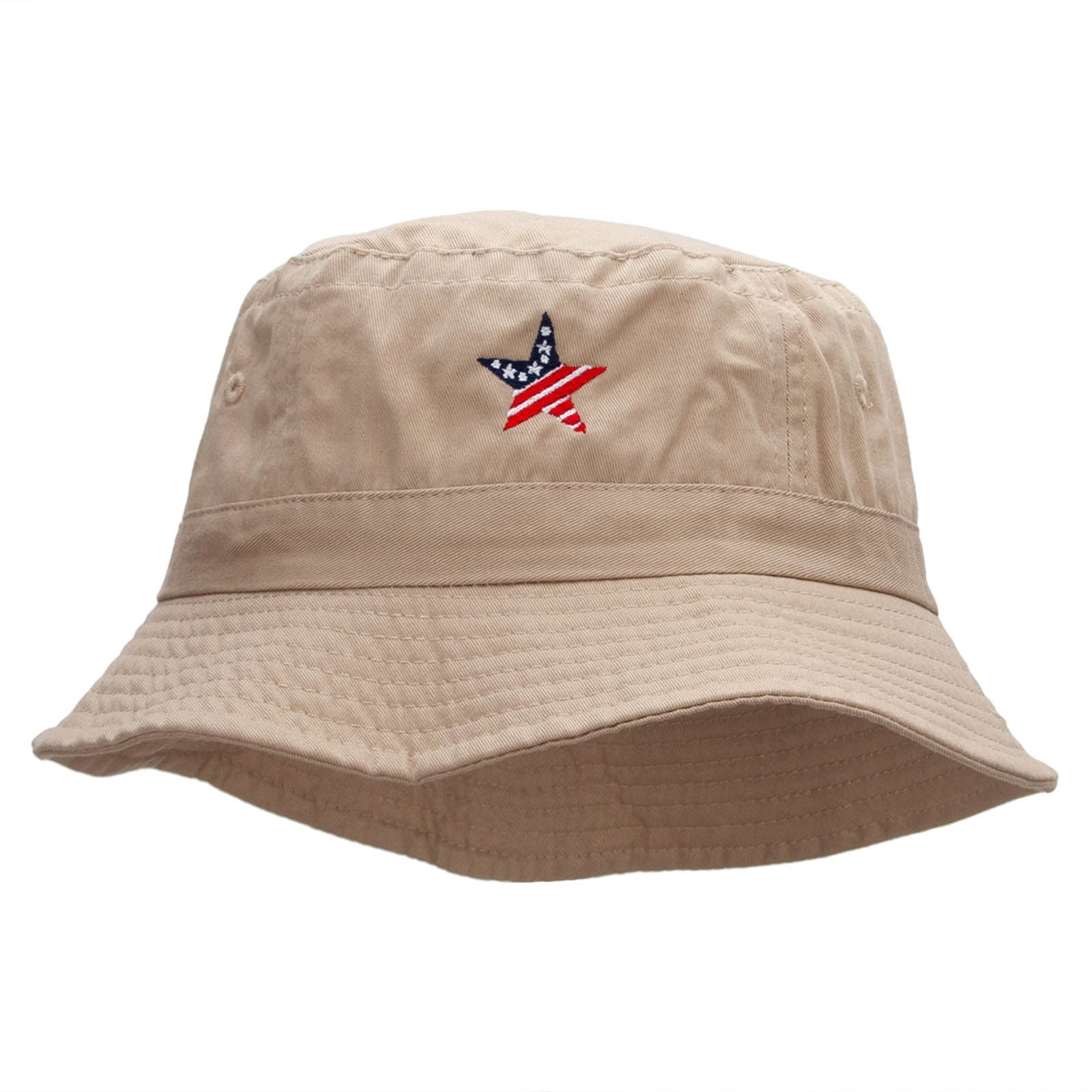 American Star Flag Embroidered Bucket Hat - Khaki OSFM - Walmart.com