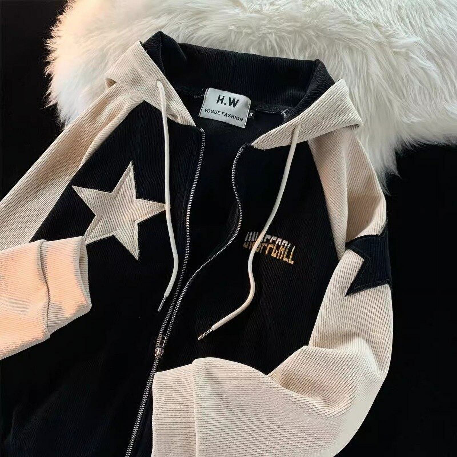 American Star Patch Corduroy Cardigan Coat For Men And Women Y2k Street ...