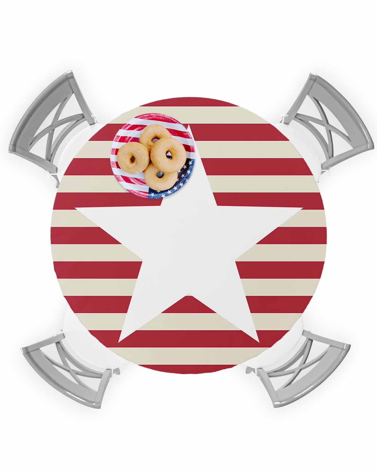 American Star on Stripes Fitted Round Tablecloths Elastic Edged Table ...