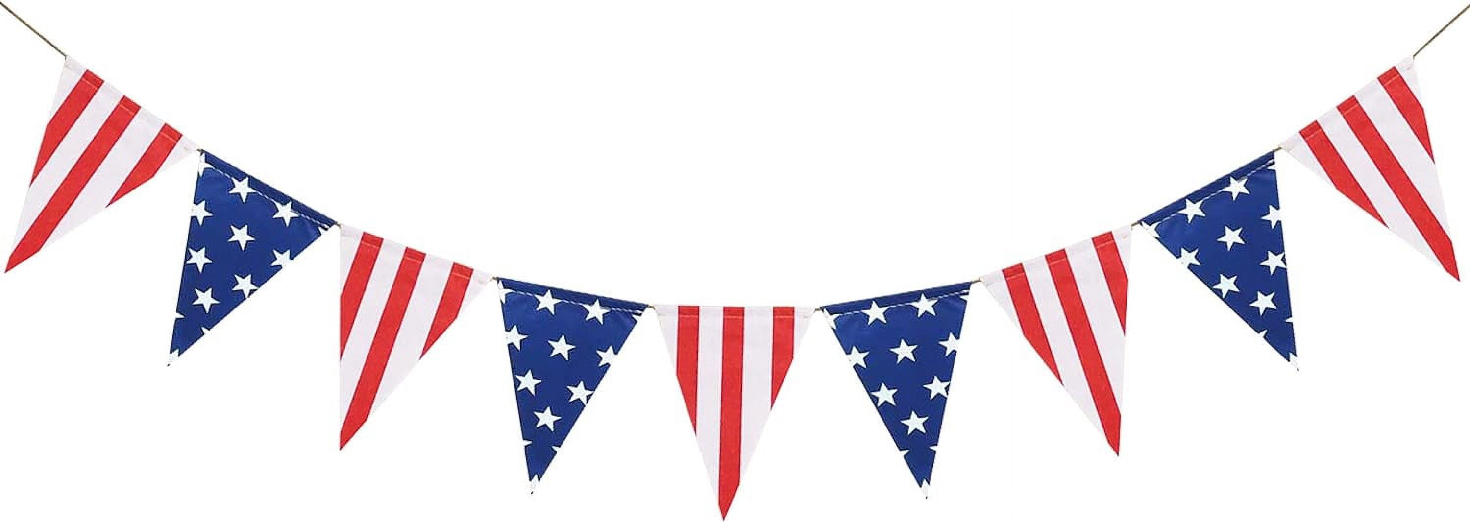 American Stars and Stripes Flag Bunting Garland USA Triangle Banner ...