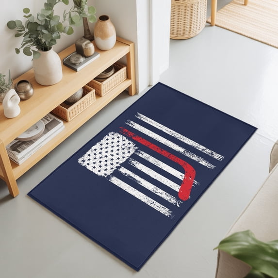 American Stars and Stripes Flag Rectangle Rug 2'x3' Ice Hocky Sports ...