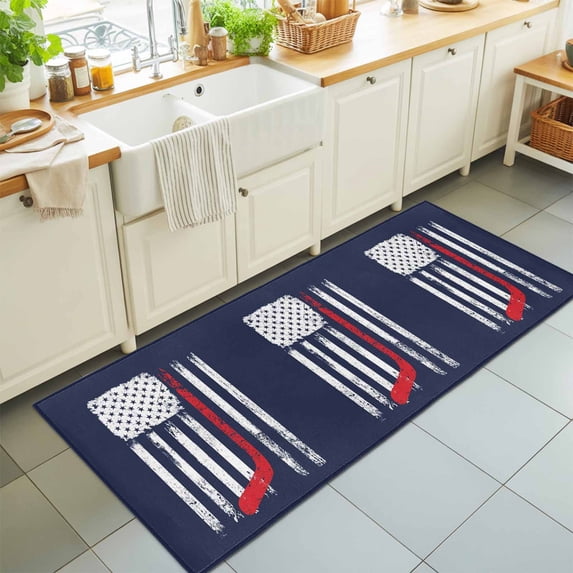 American Stars and Stripes Flag Rectangle Rug 2'x6' Ice Hocky Sports ...