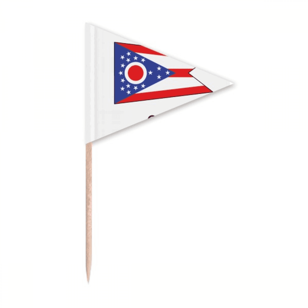 American State Flag Contour Ohio Toothpick Triangle Cupcake Toppers ...