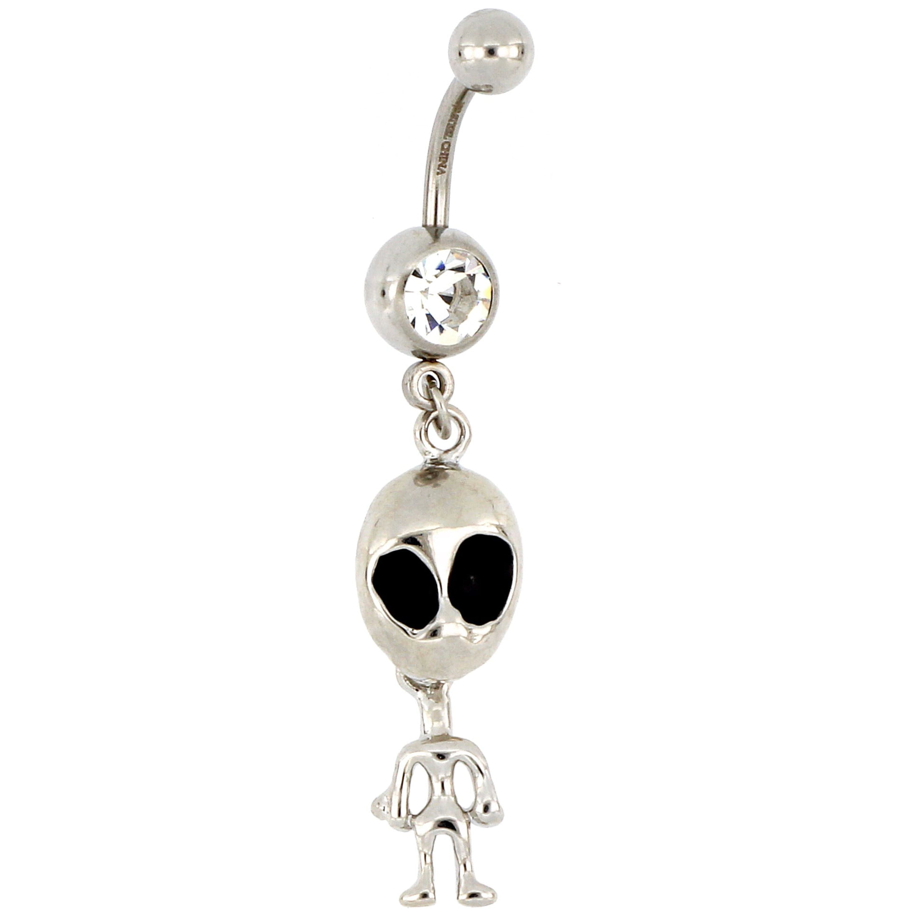American Steel Stainless Steel Alien Belly Button Ring 014 Gauge ...