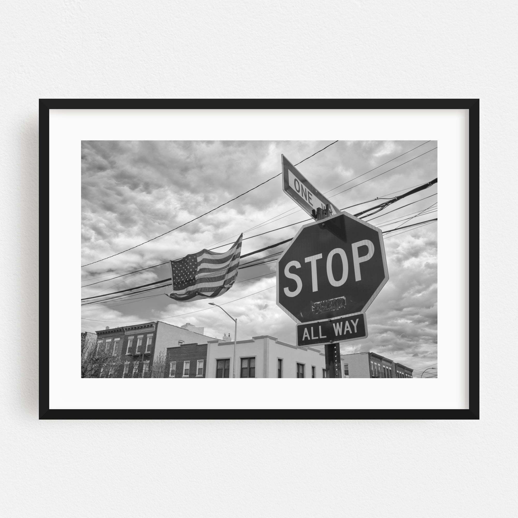 American Stop Sign - Queens New York Photography Black Framed Wall Art ...