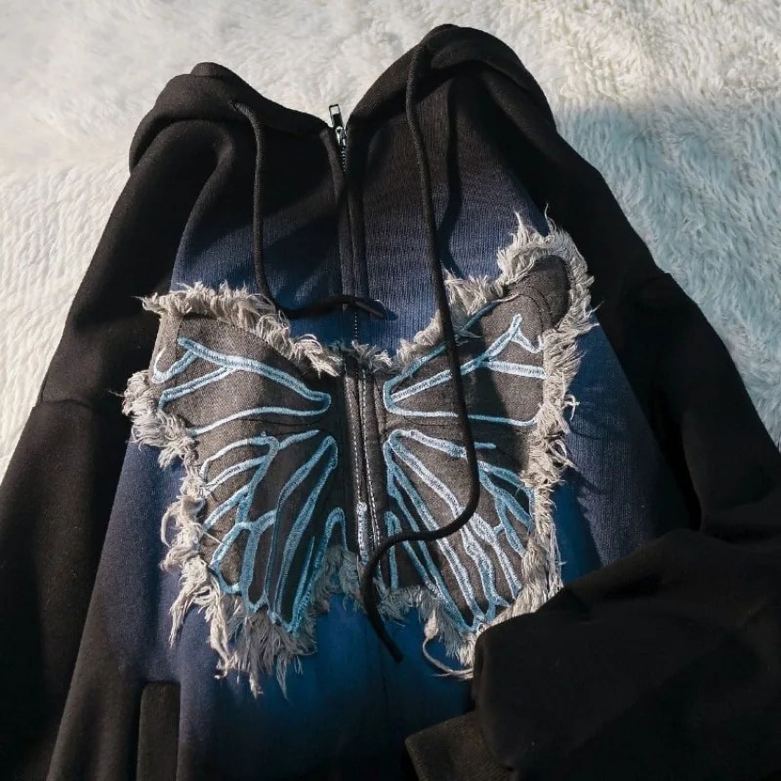 American Street Butterfly Patch Designs Hoodie Women Y2k New Harajuku ...