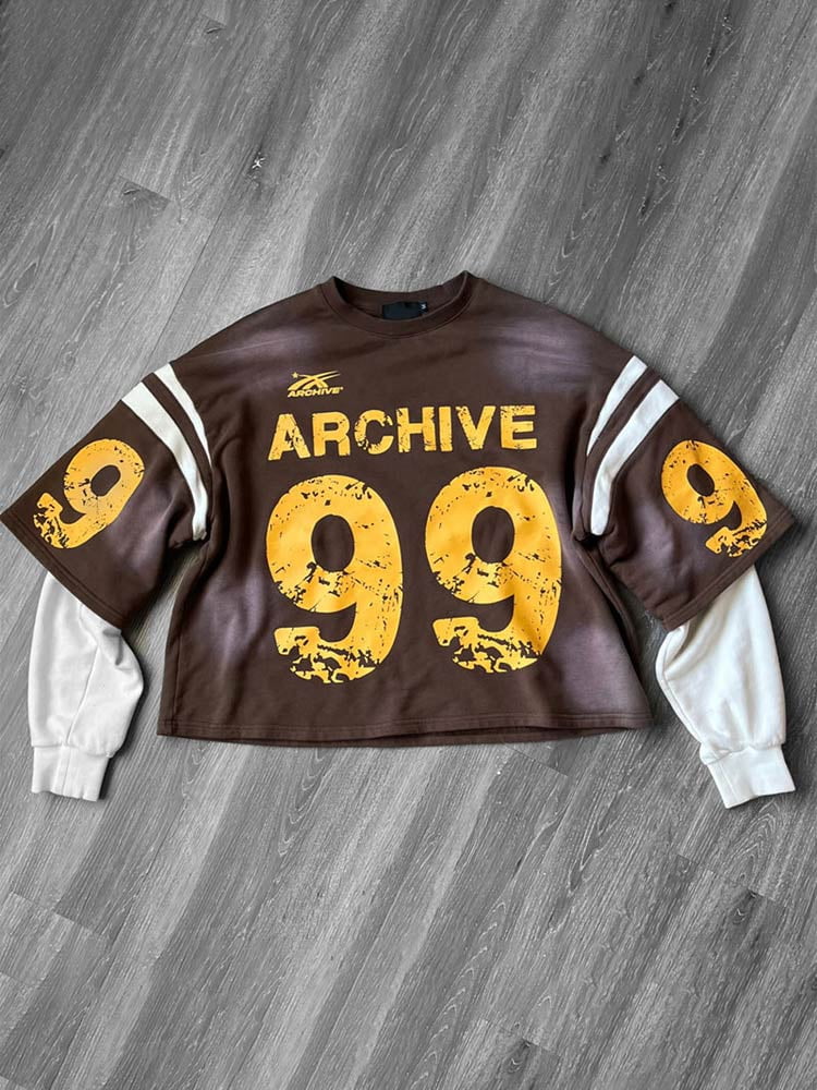 American Street Pullover Tee Shirts Men Y2k Harajuku Retro Casual Long ...