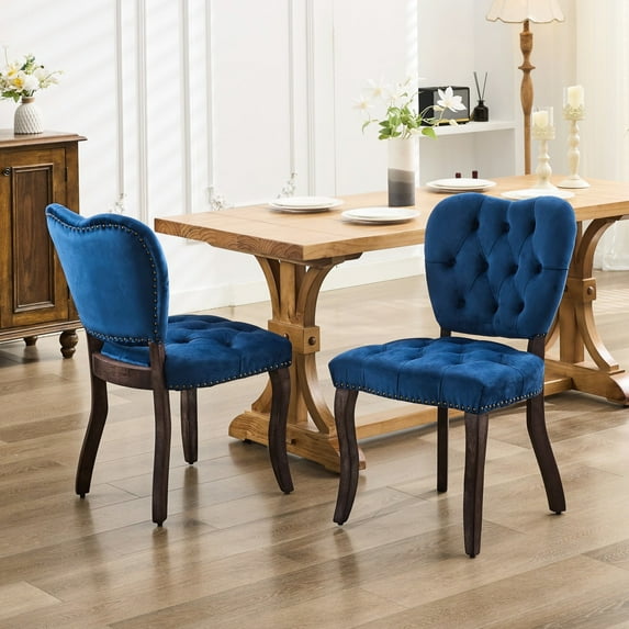 American - Style Blue Dining Chairs | Solid Rubberwood Frame ...