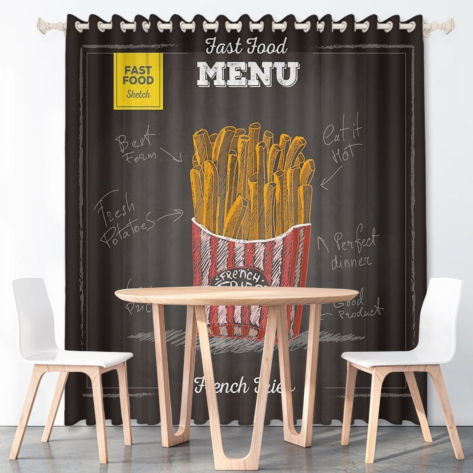 American Style Burger Cuisine Custom Curtains Fries Beer Fried Chicken ...