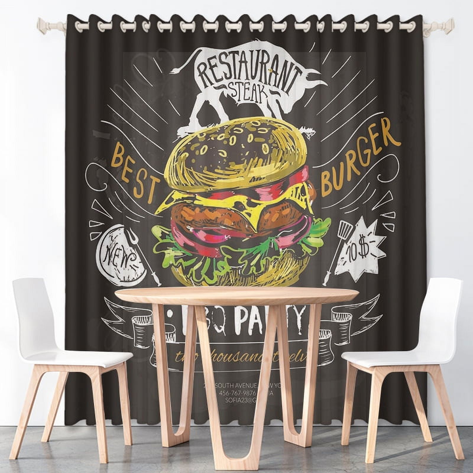 American Style Burger Cuisine Custom Curtains Fries Beer Fried Chicken ...