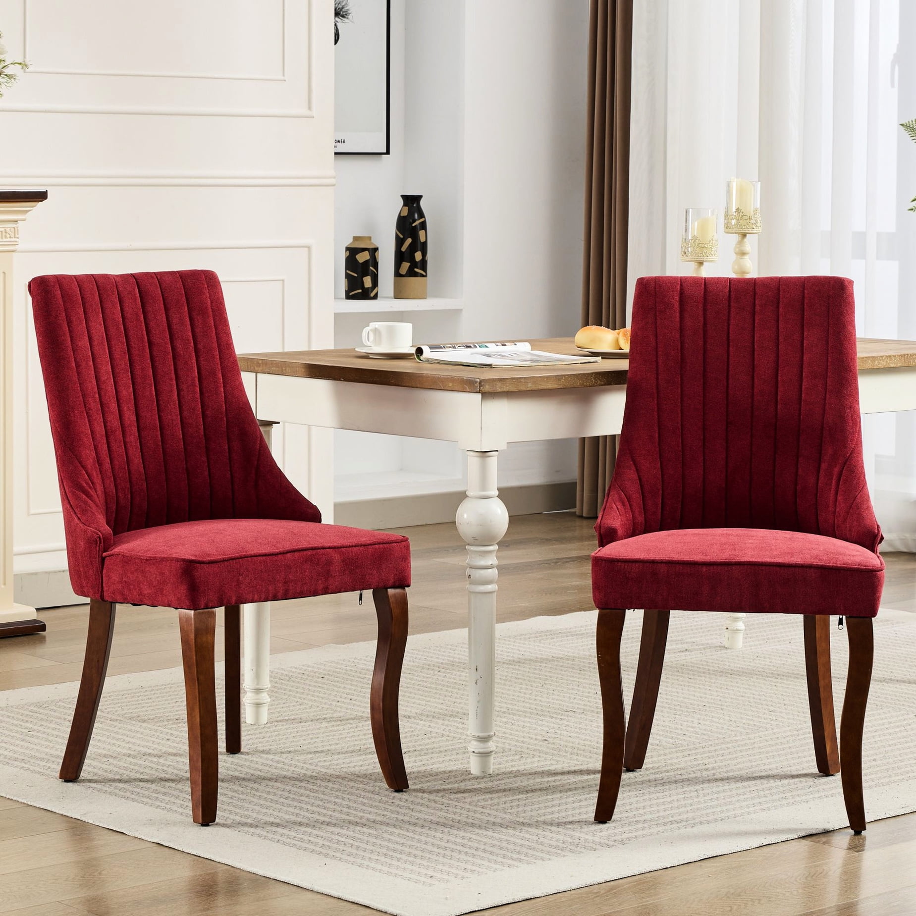American - Style Dining Chairs / Set of 2, Comfortable Backrest, Rubber ...