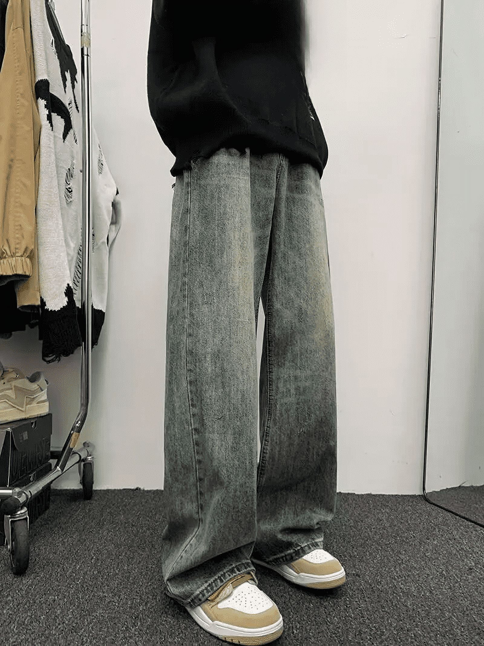 American Style Gradient Jeans For Men Loose Fit Straight Leg High Street Trendy Brand Autumn Ins ...