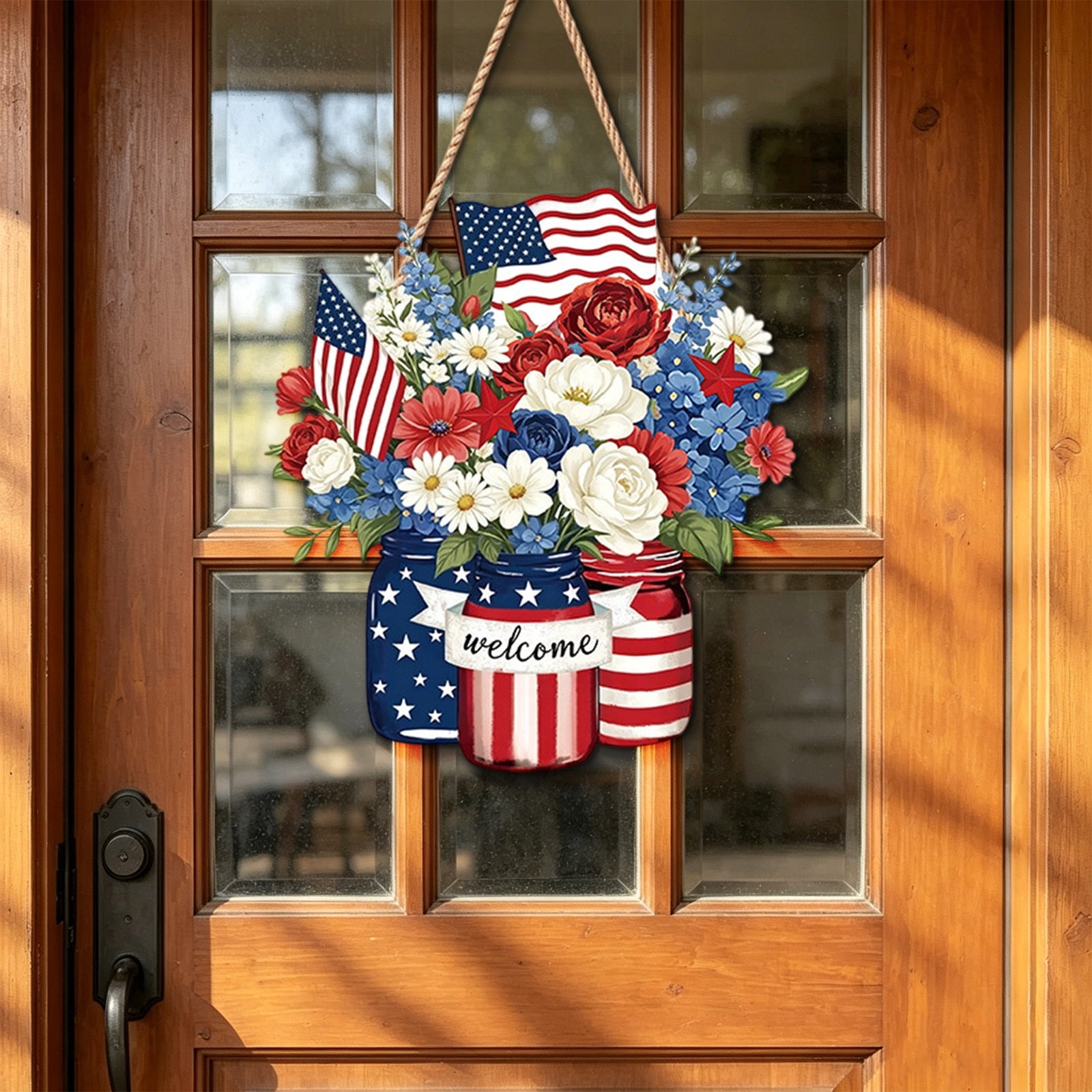 American Style Independence Day Wooden Door Hanging Sign, Classic ...