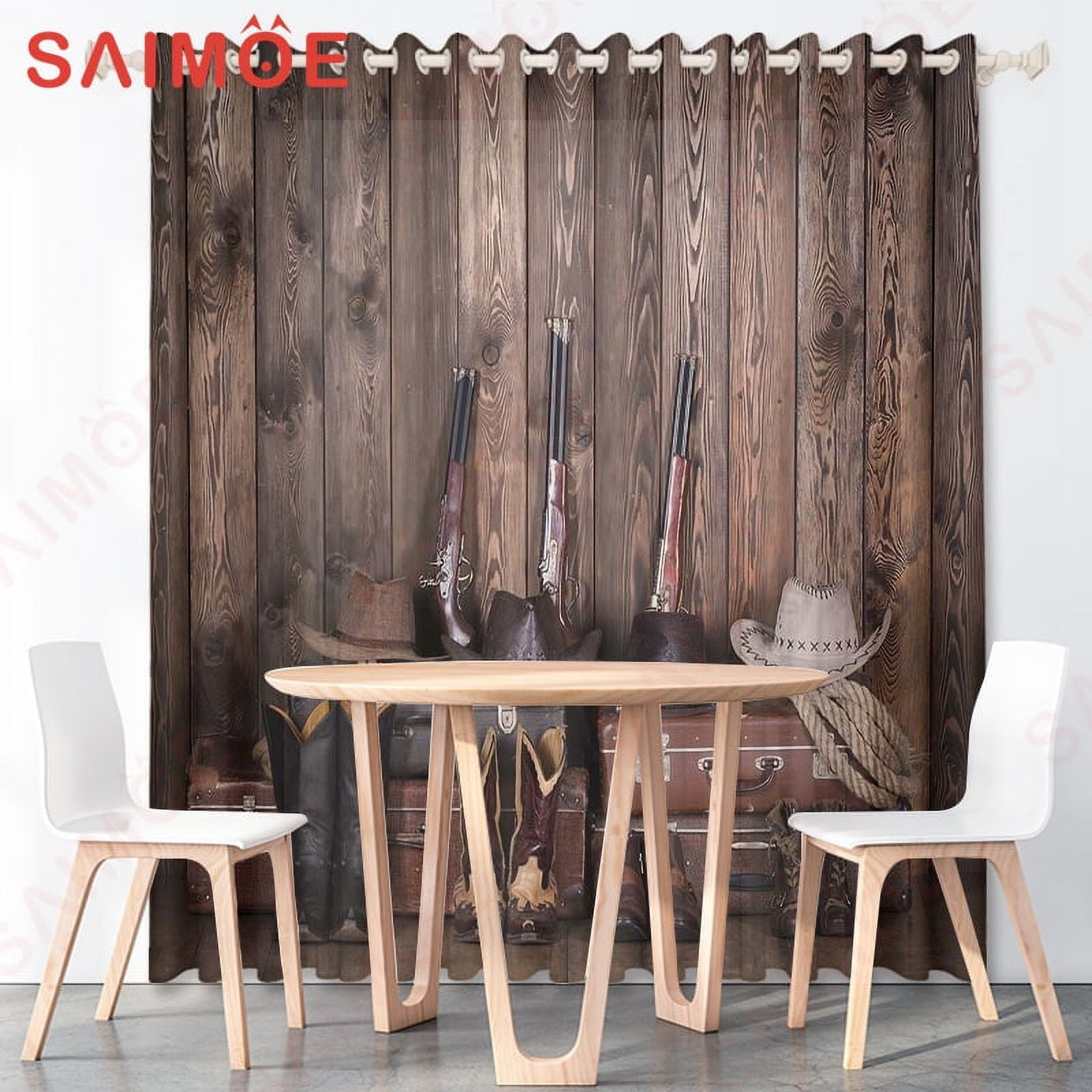 American Style Vintage Cowboy Hat Picture Custom Curtain Building Solid ...