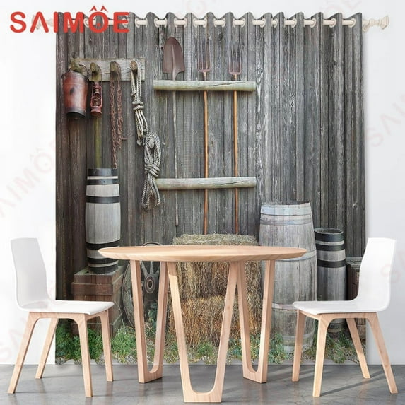 American Style Vintage Cowboy Hat Picture Custom Curtain Building Solid ...