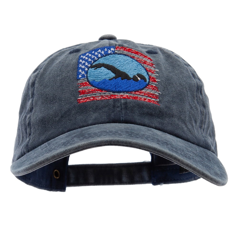 American Swimmer Embroidered Unstructured Pigment Dyed Cotton Cap ...