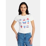 Americana Symbols Women's Graphic Tee with Short Sleeves, Sizes XXS-XXL ...