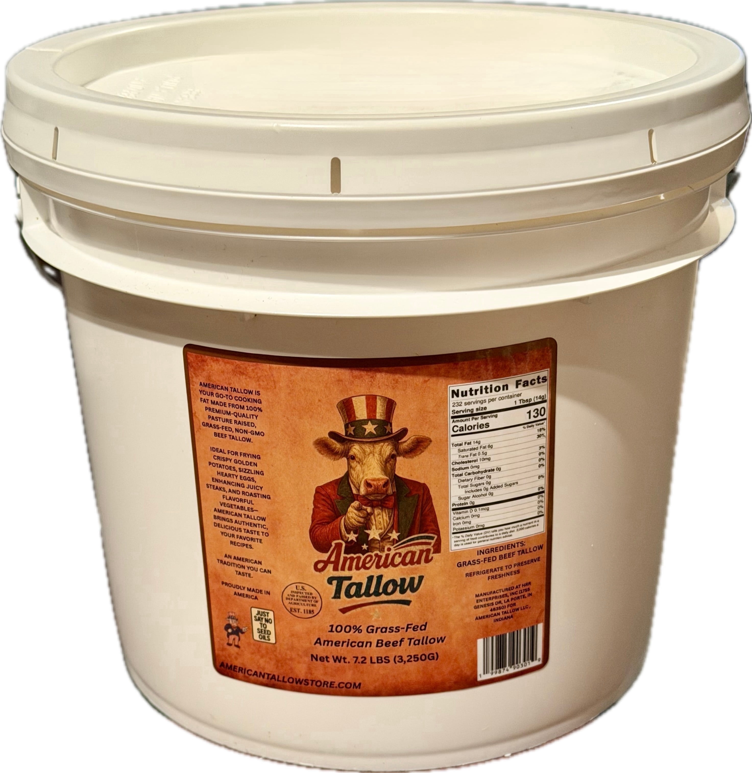 American Tallow 1 Gallon (7.2 lbs) 100% Grass-Fed Beef Tallow – Pasture ...