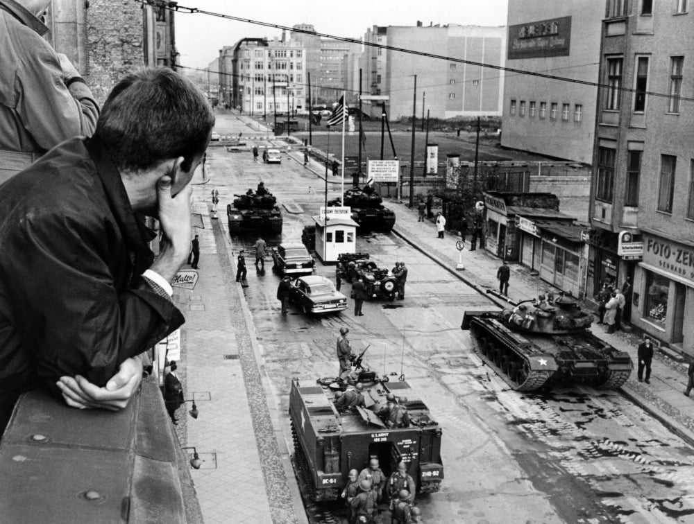 American Tanks At The Friedrichstrasse Checkpoint Crossing Through The ...
