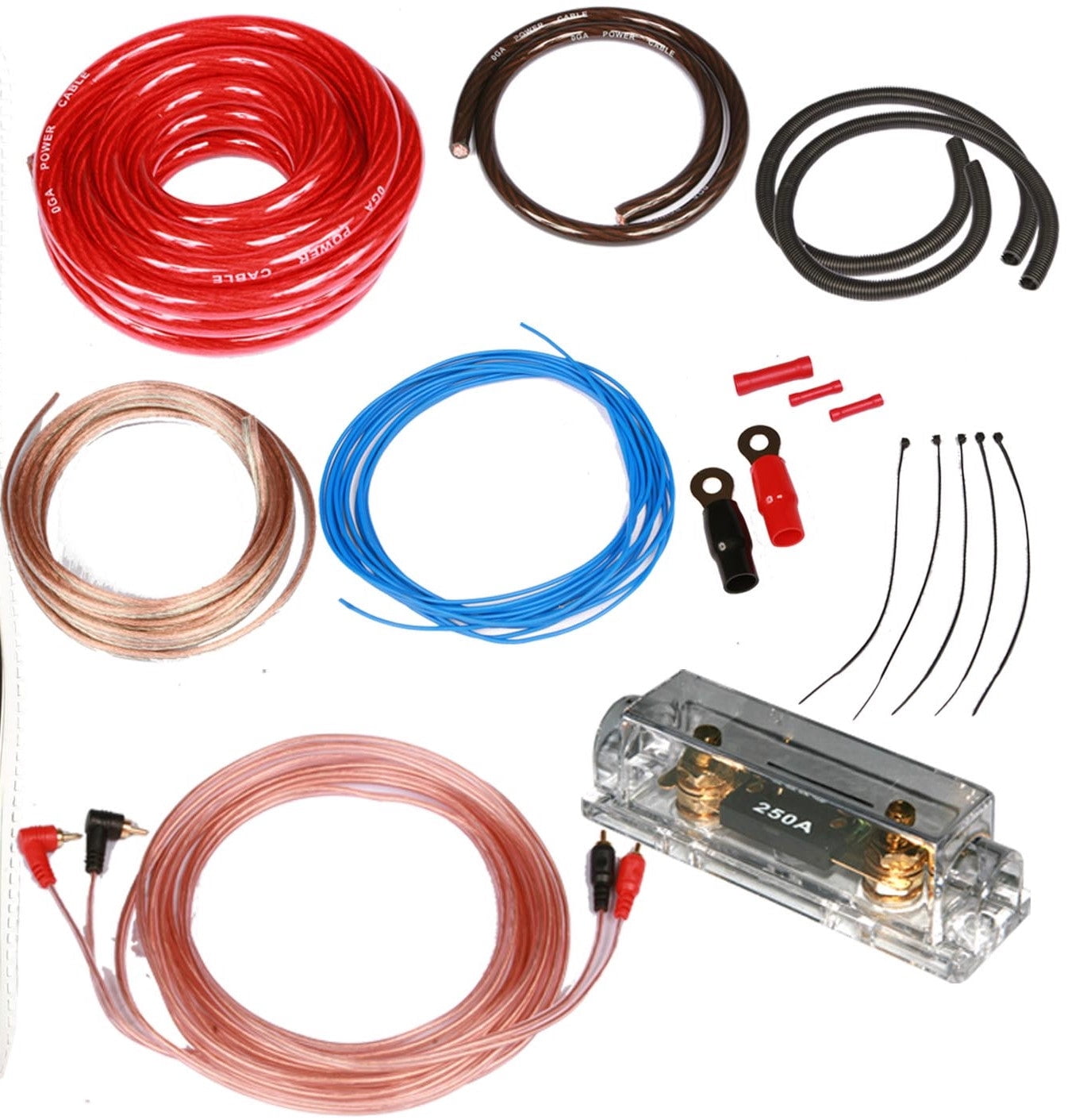 American Terminal 5000W Car Amplifier Wiring Kit, Red, Complete Install ...