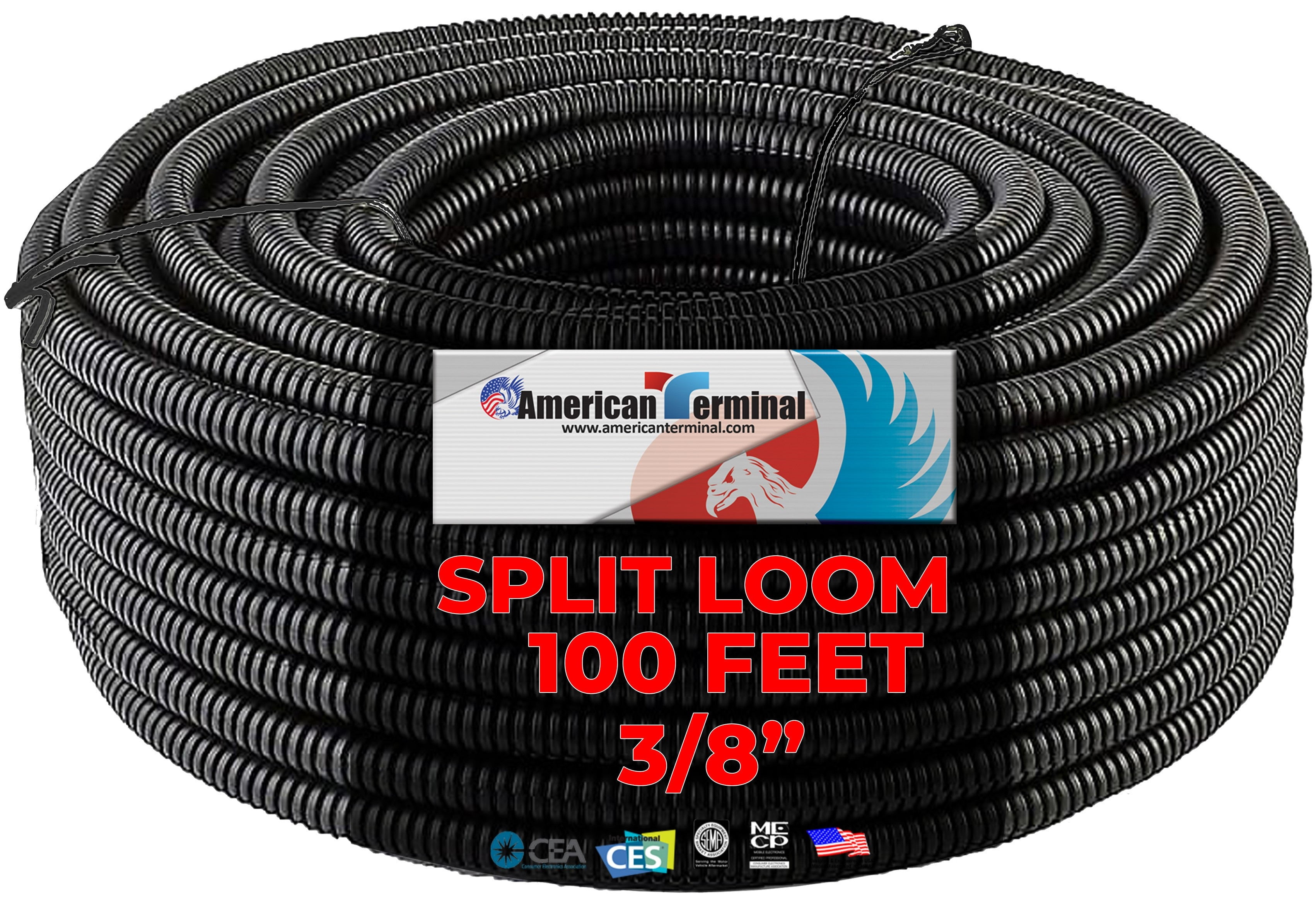 American Terminal 100 Ft 3/8" Split Wire Loom Conduit Polyethylene ...