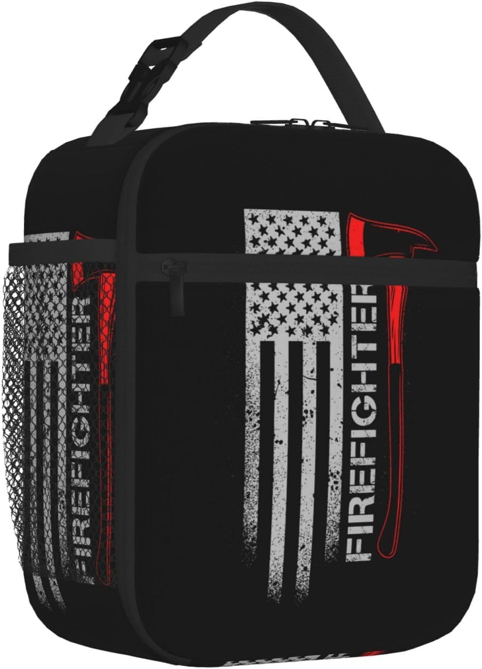 American Thin Red Line Flag Firefighter Black Lunch Bag For Woman Man ...