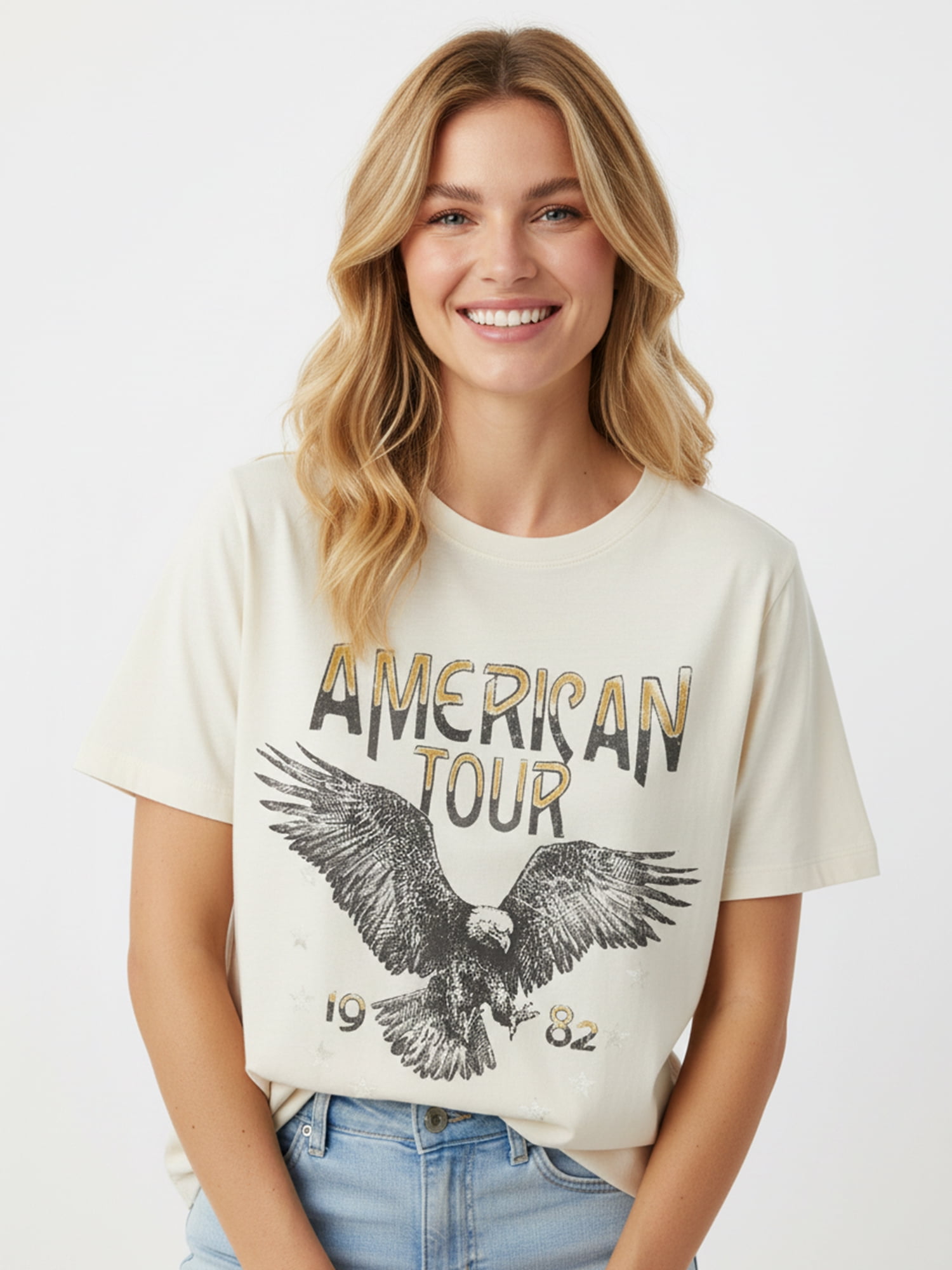 Women's Vintage Inspired Band Tour Graphic Tee with Short Sleeves ...