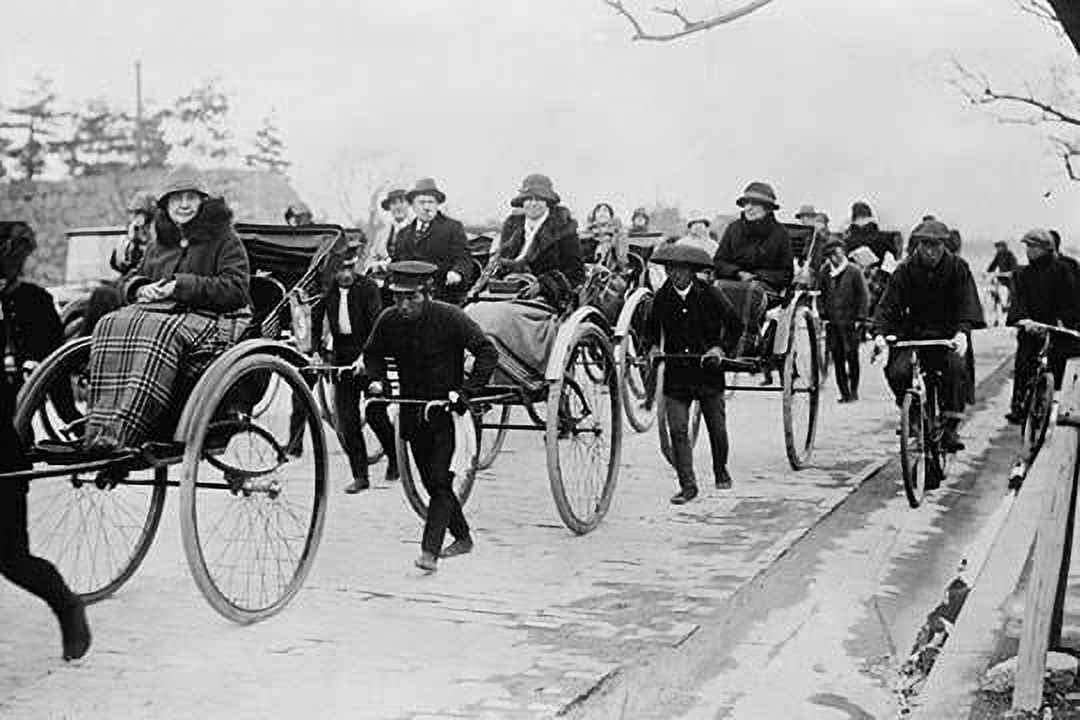 American Tourists on Rickshaws in Tokyo, Japan; Two Wheeled Vehicles ...