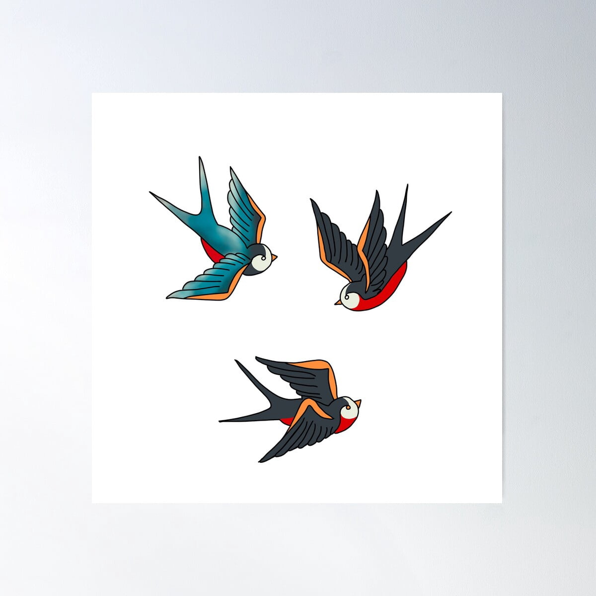 American Traditional Birds Poster Wall Art, Modern Wall Decor For ...