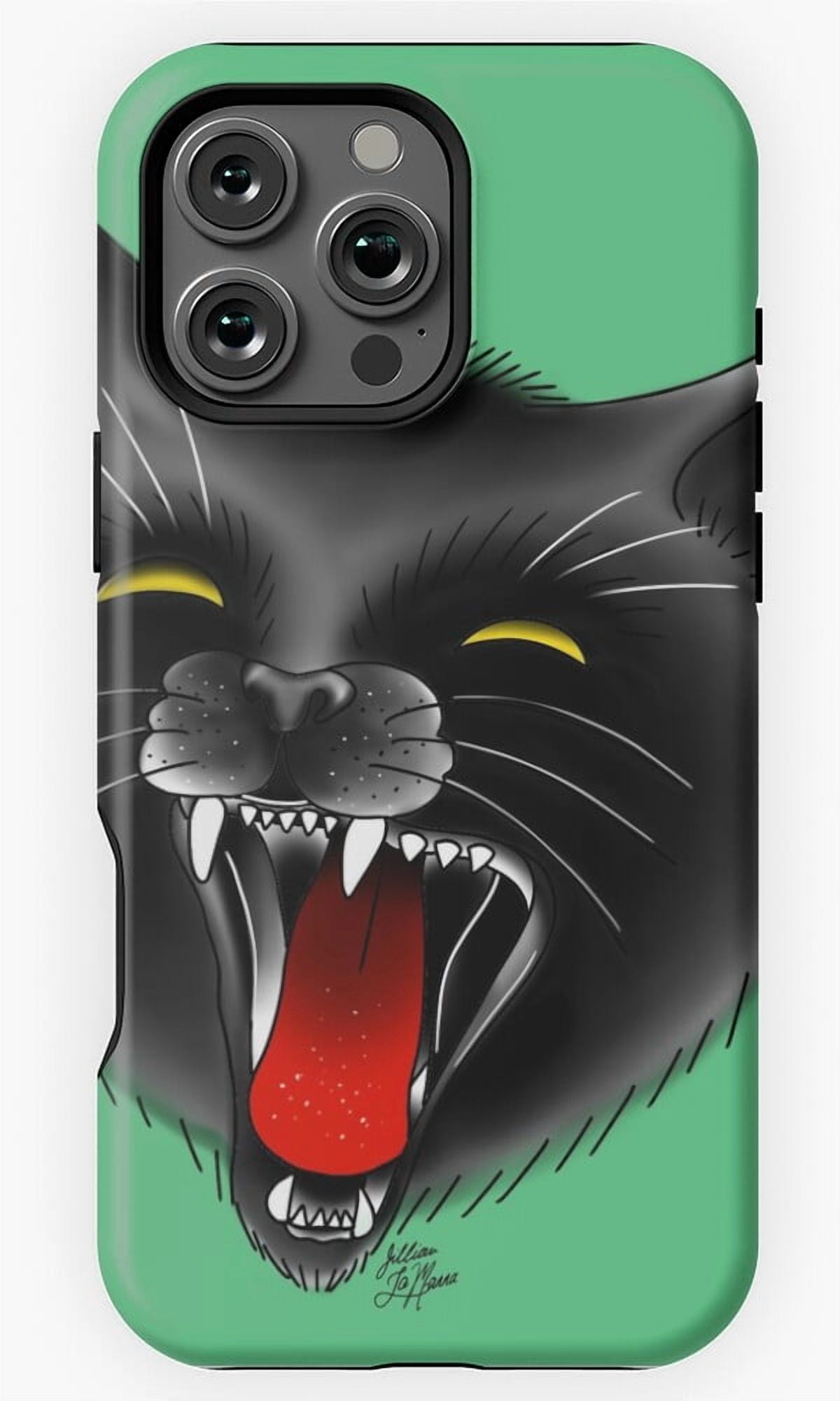 American Traditional Black Cat Yawning Artwork Phone Case iPhone Case ...