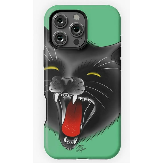 American Traditional Black Cat Yawning Artwork Phone Case iPhone Case ...