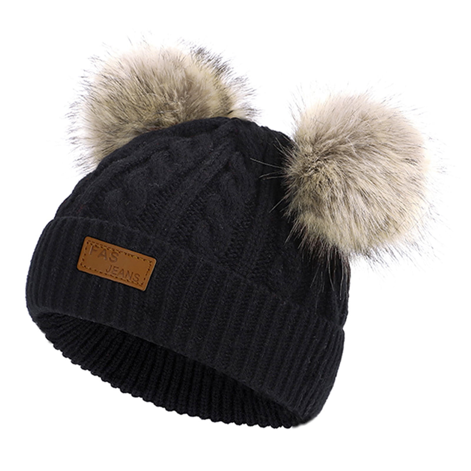 American Trends Baby Beanie Double Pom Pom Hat Kid Toddler Beanies Knit ...