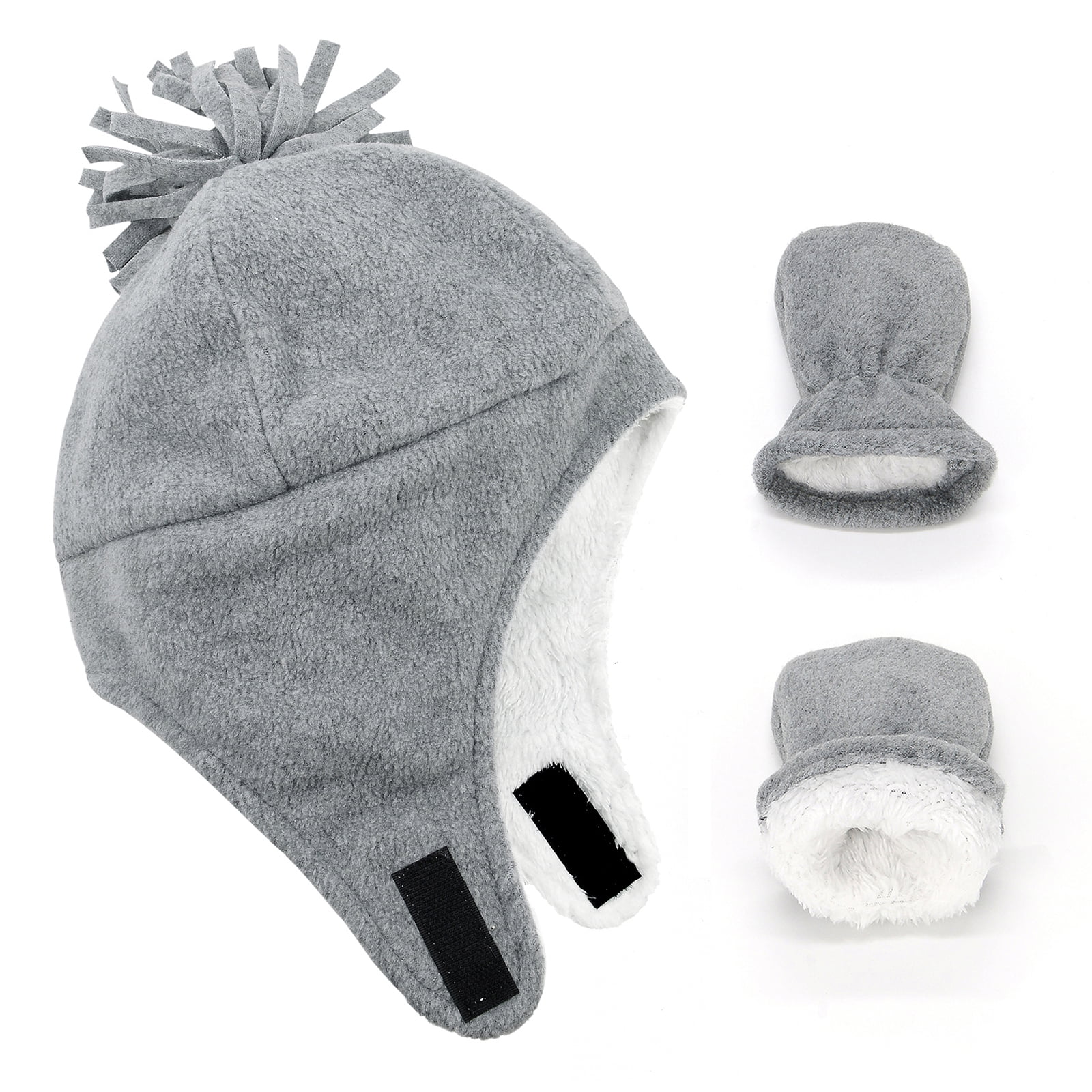 American Trends Infant Beanie Set: Sherpa Lined Winter Hat & Gloves for ...