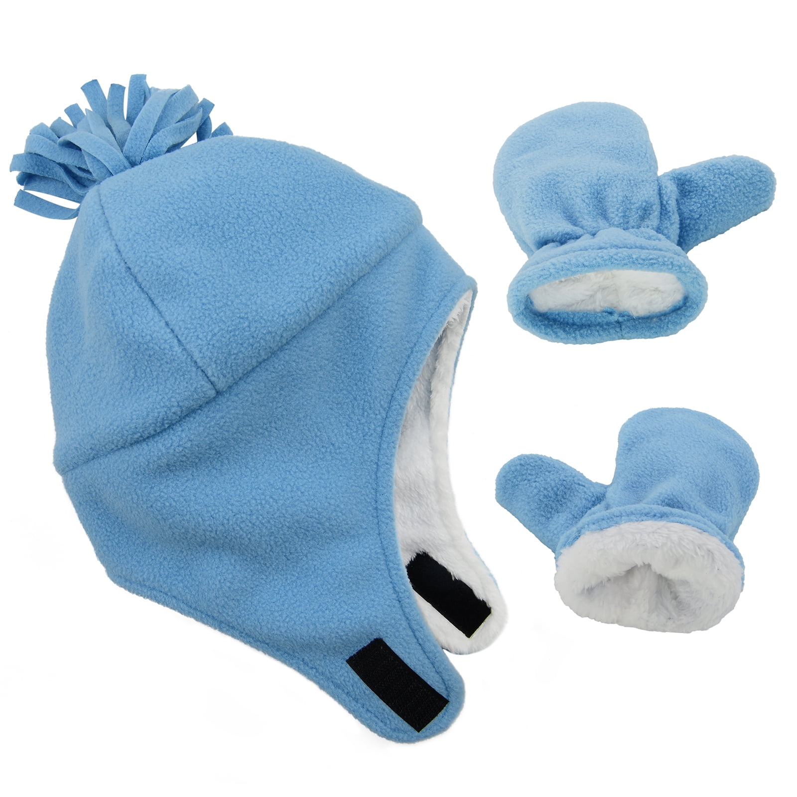 American Trends Baby Toddler Winter Hat and Glove Set Sherpa Lined Warm ...
