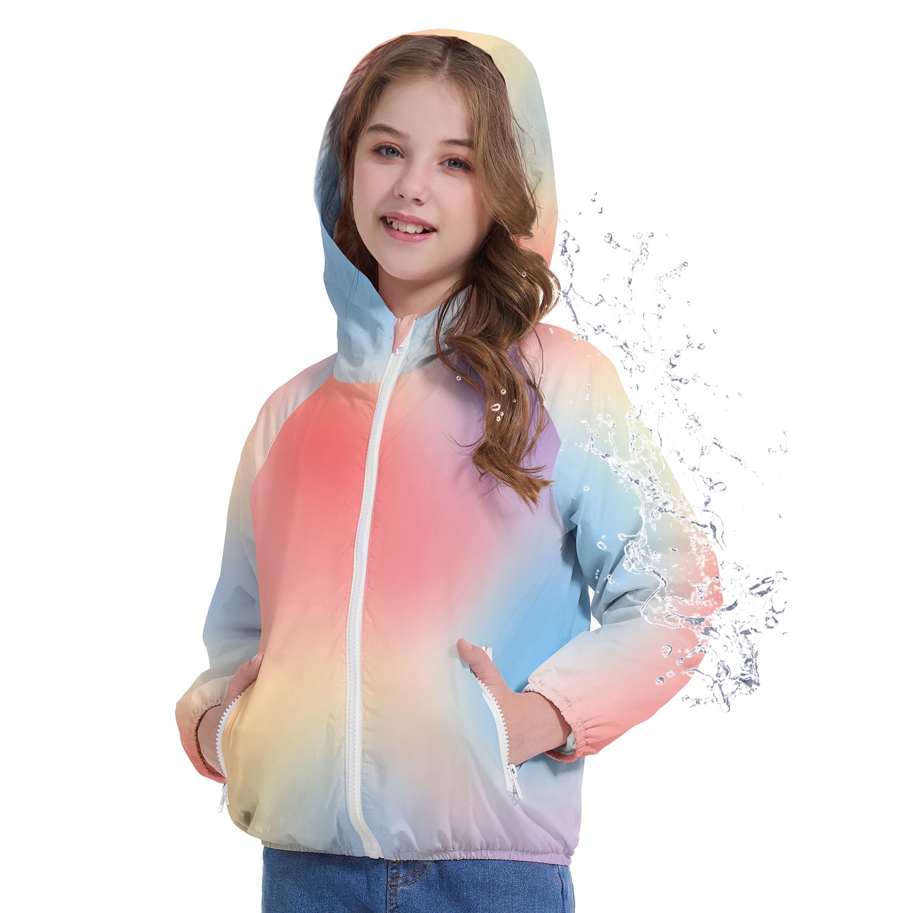American Trends Lightweight Kids Rain Jackets Water-Resistant Rain ...