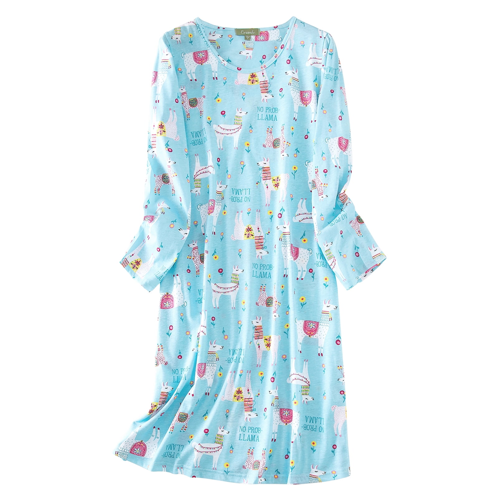 American Trends Long Sleeves Nightgowns for Women Soft Cotton Night ...