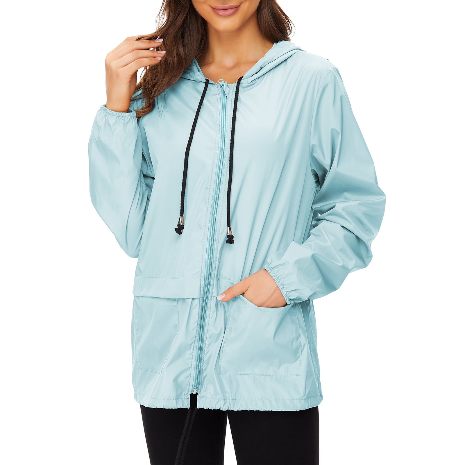 Ponceau Plus Size Rain Jacket for Women Raincoat Waterproof with Hood Rain Coats for Women ...
