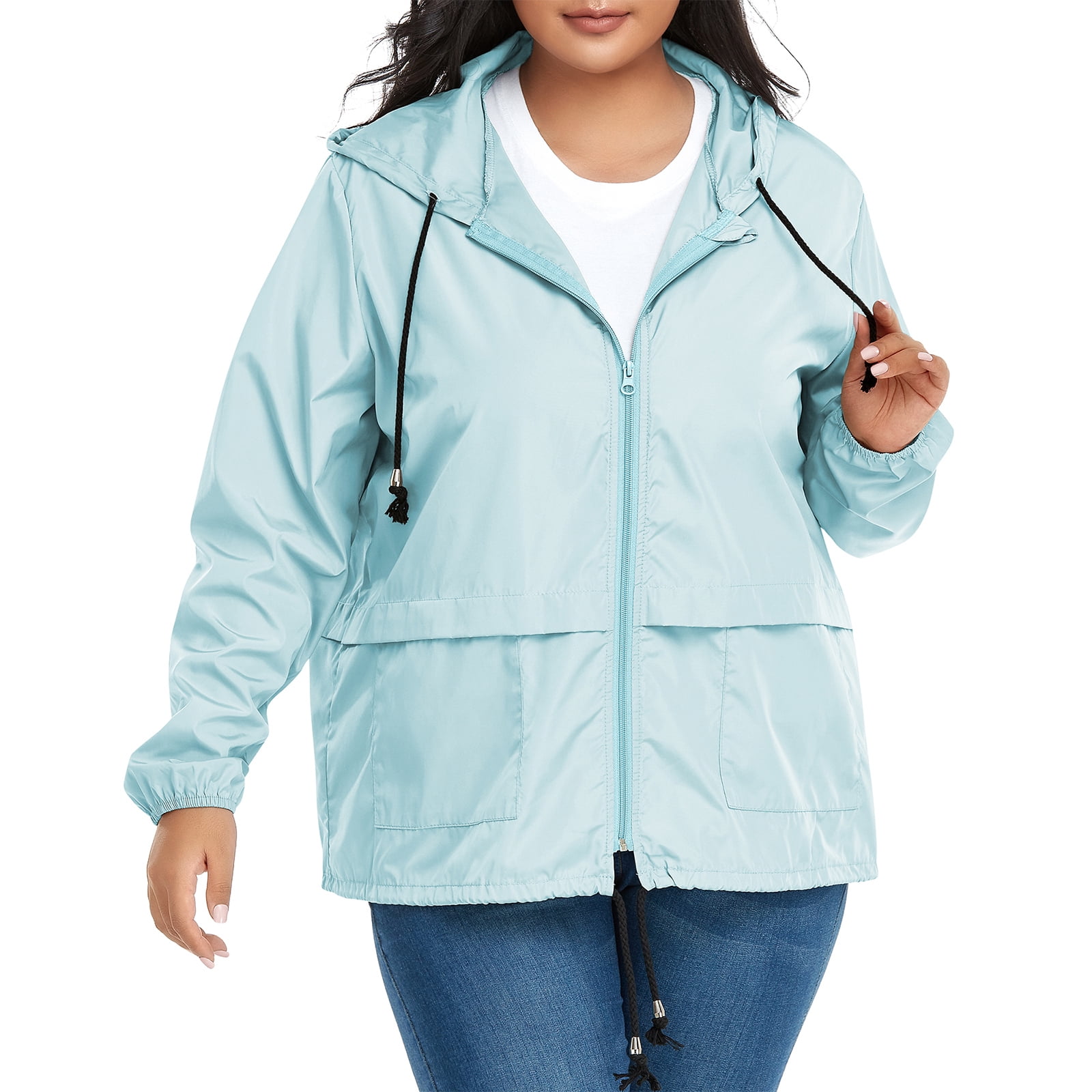 Ponceau Plus Size Rain Jacket for Women Raincoat Waterproof with Hood ...
