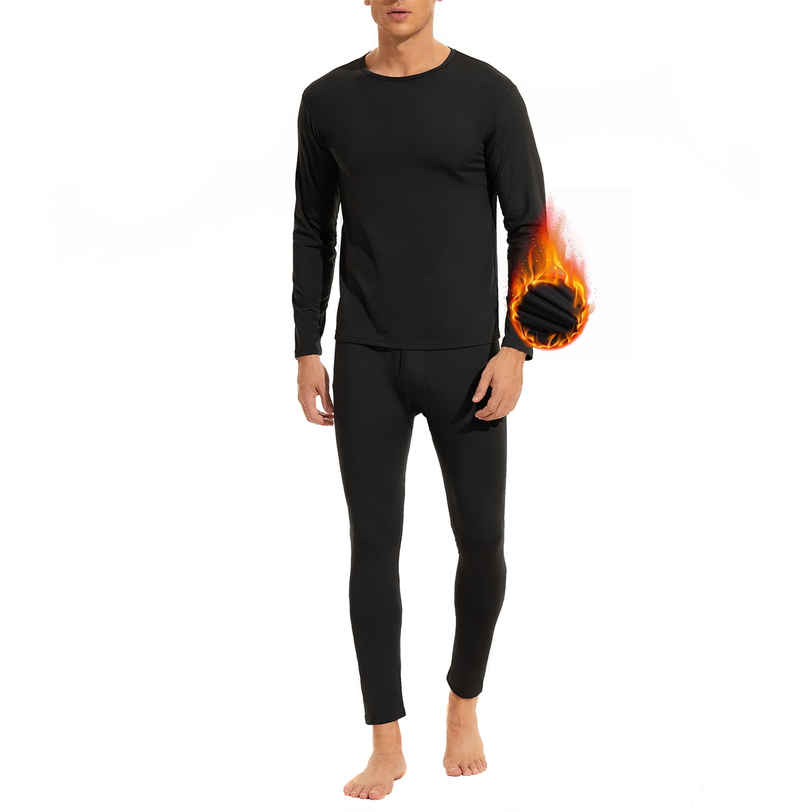 American Trends Soft Long Johns Thermal Underwear Set for Men, Two-Piece, Black, Sizes M-2XL ...