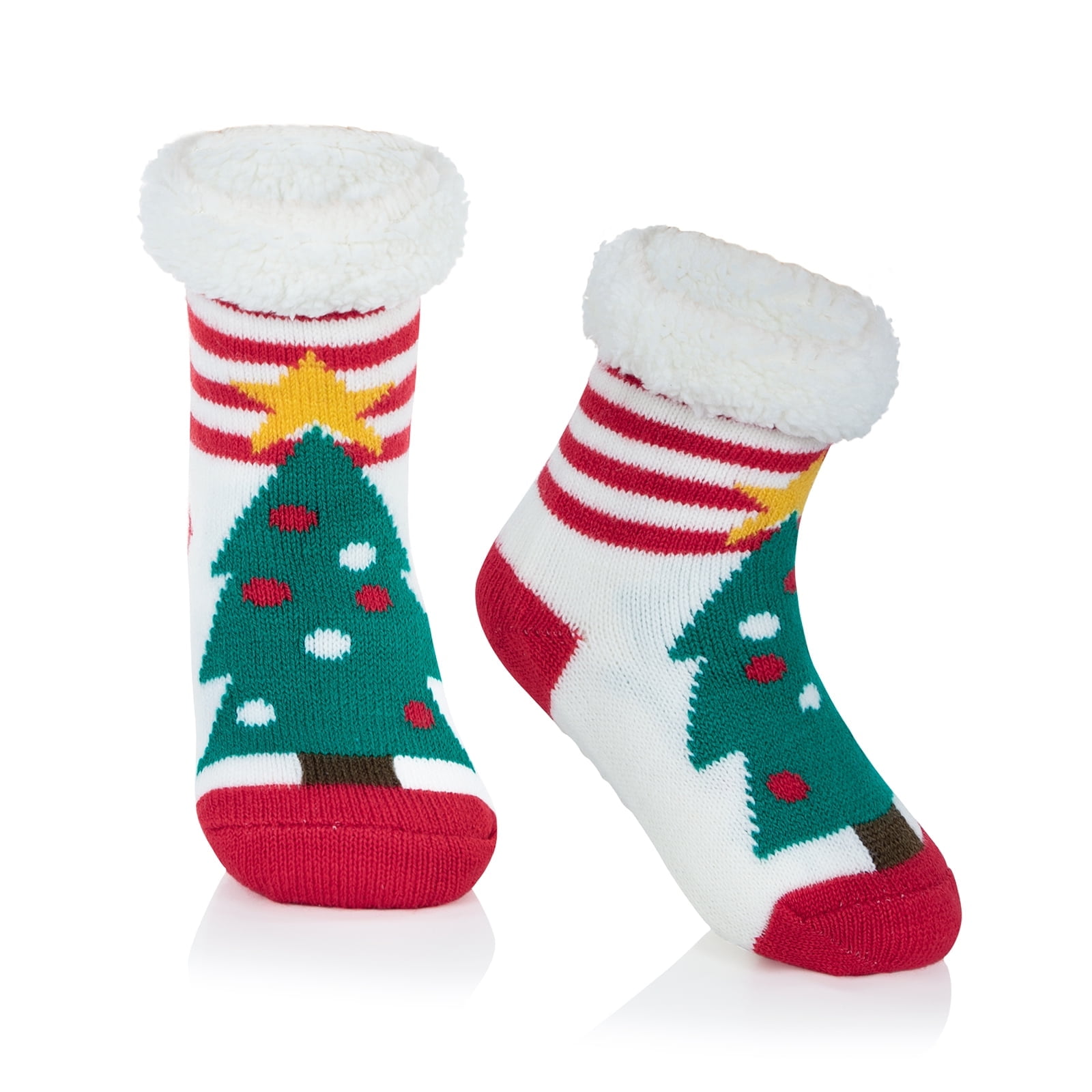American Trends Toddler Kids Fuzzy Christmas Socks Baby Winter Slipper ...