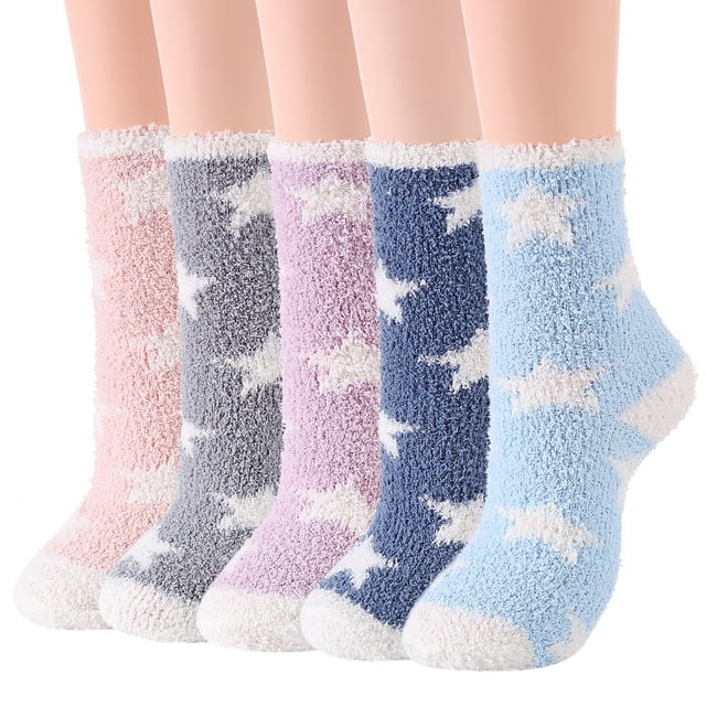 American Trends Women's Warm Cozy Winter Slipper Socks, Soft Fuzzy ...