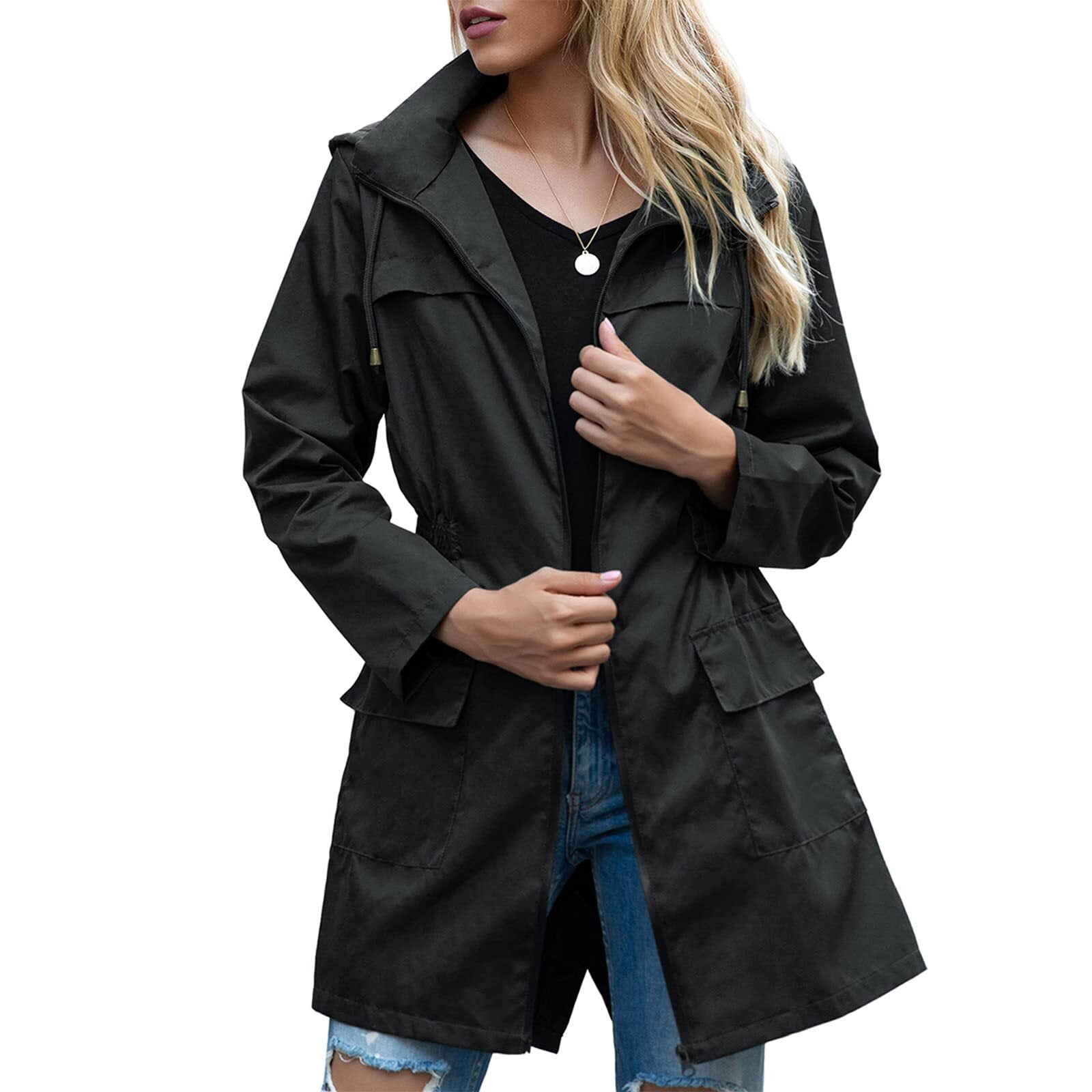American Trends Women's Hooded Zip Winter Weather Rain Jacket ...