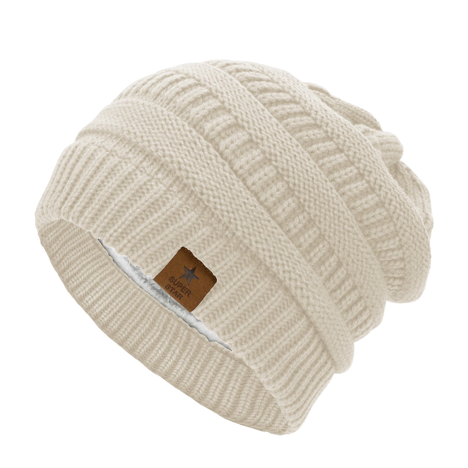 American Trends Womens Knit Beanie Winter Thick Solid Fleece Lined ...