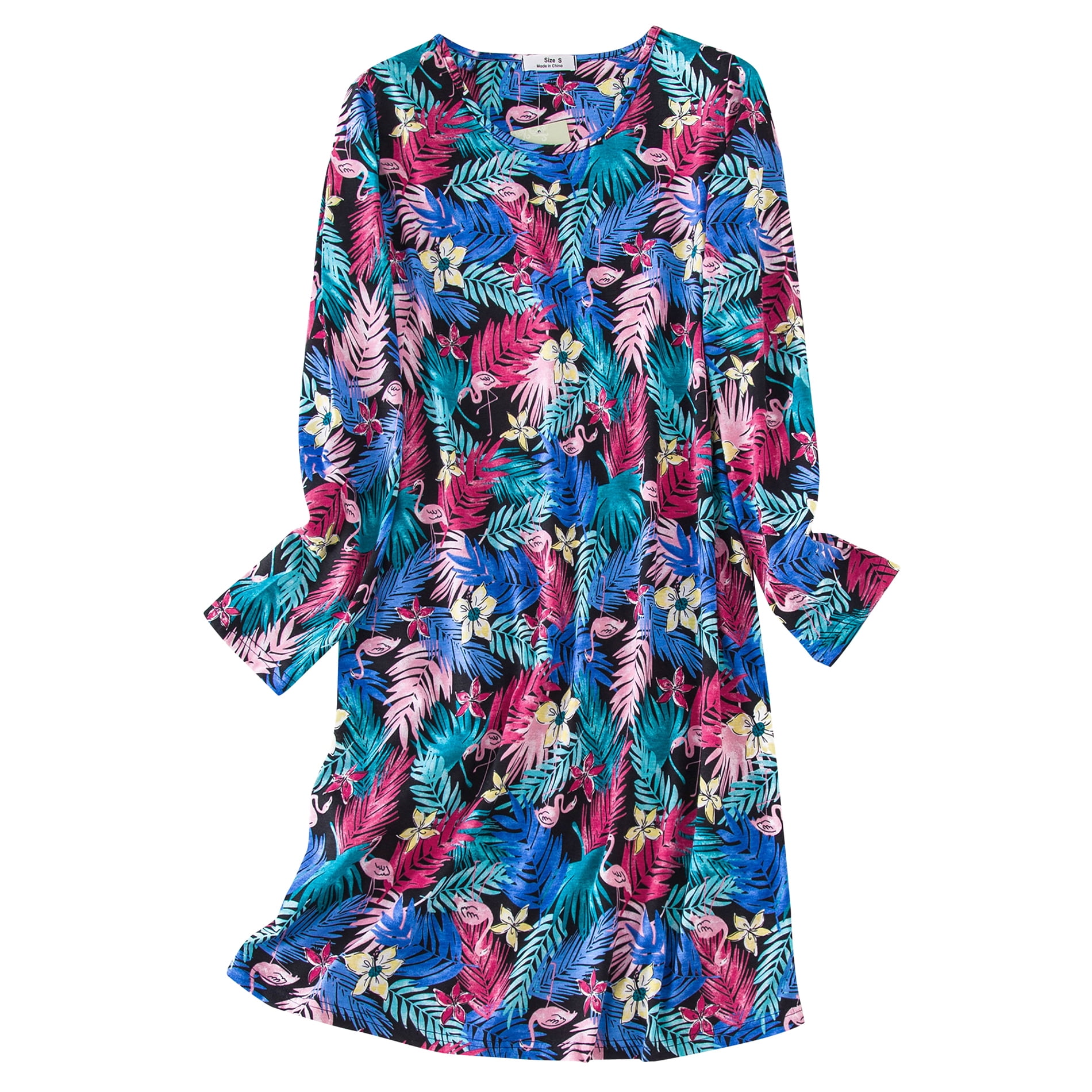 American Trends Womens Casual Oversized Long Sleeve Cotton Nightgowns ...