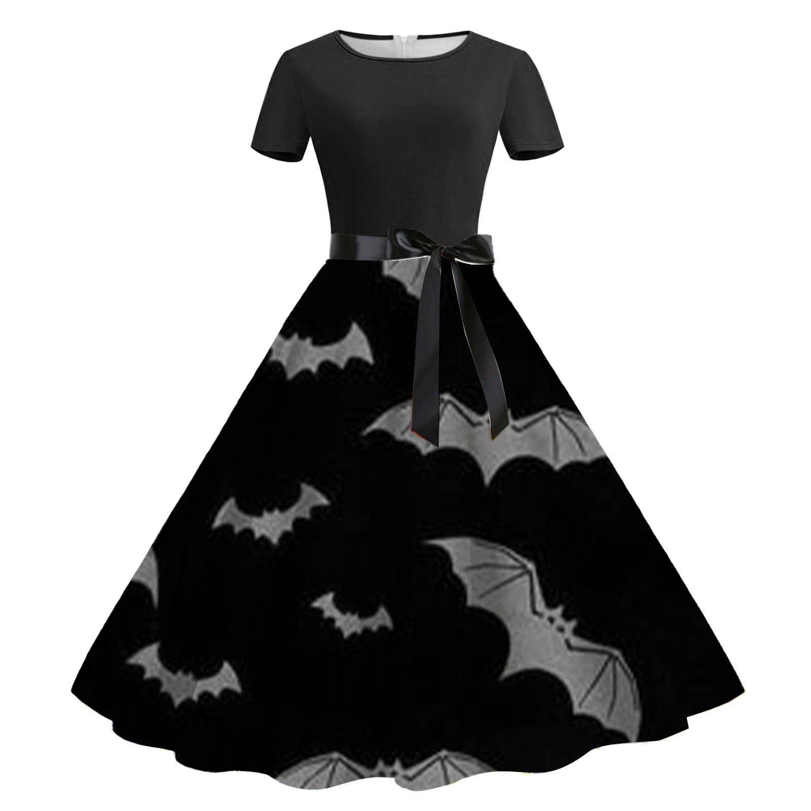 American Trendy Outfits Roleplay 2024 Halloween Vintage Bat Print Fit ...