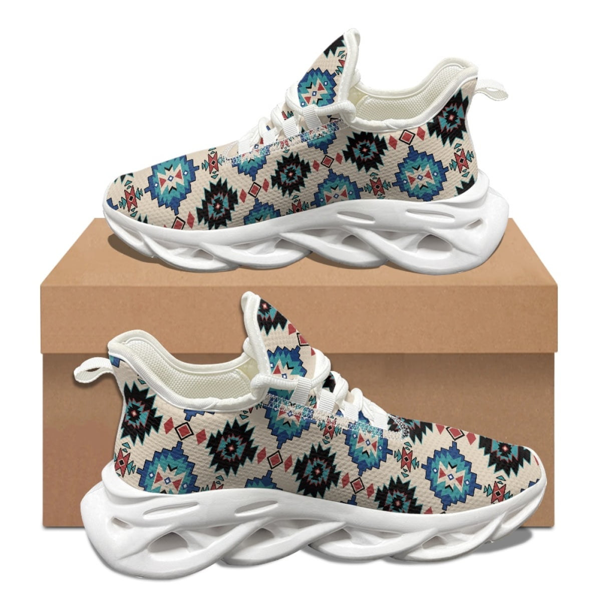 American Tribal Style Women's Sneakers Comfortable Lightweight Non-slip Lace-up Shoes Outdoor ...