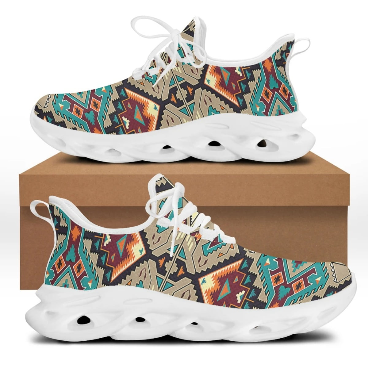 American Tribes Print Mens Chunky Shoes Retro Design Custom Ladies ...